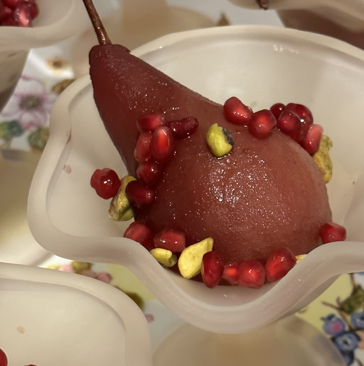 Pomegranate Pistachio Poached Pears - Modern Empty Nester
